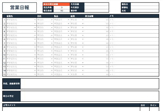 営業日報テンプレート